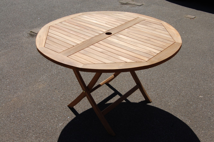 Teak Round Folding Table 120cm - Garden Teak